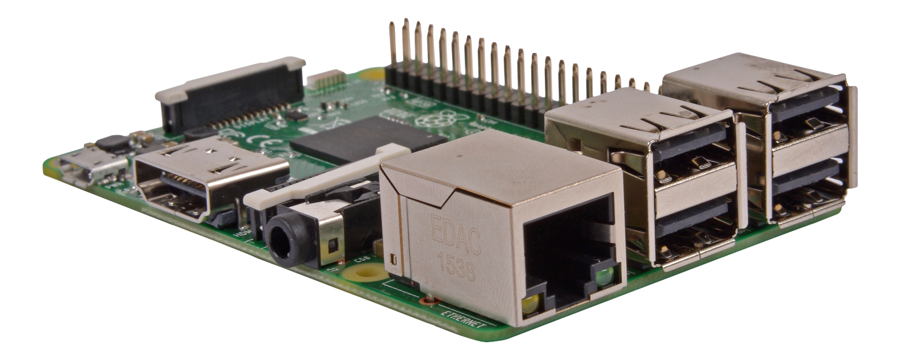 Raspberry Pi 3 model B, enkortsdator, 1GB RAM, 1,2GHz Quad Core CPU, HDMI, 3,5mm, RJ45, 4xUSB ...